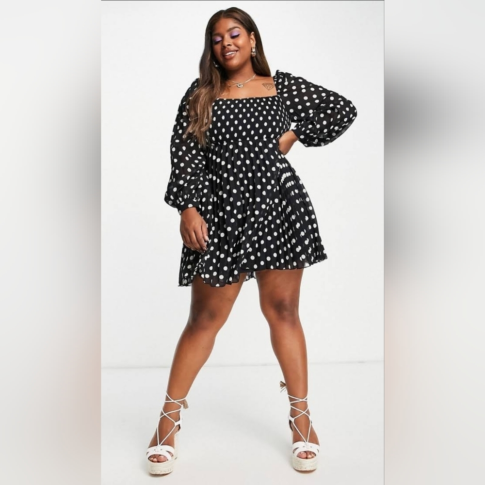 Plus Size 24 Asos Curve Polka Dot Party Dress Sheer S… - Gem